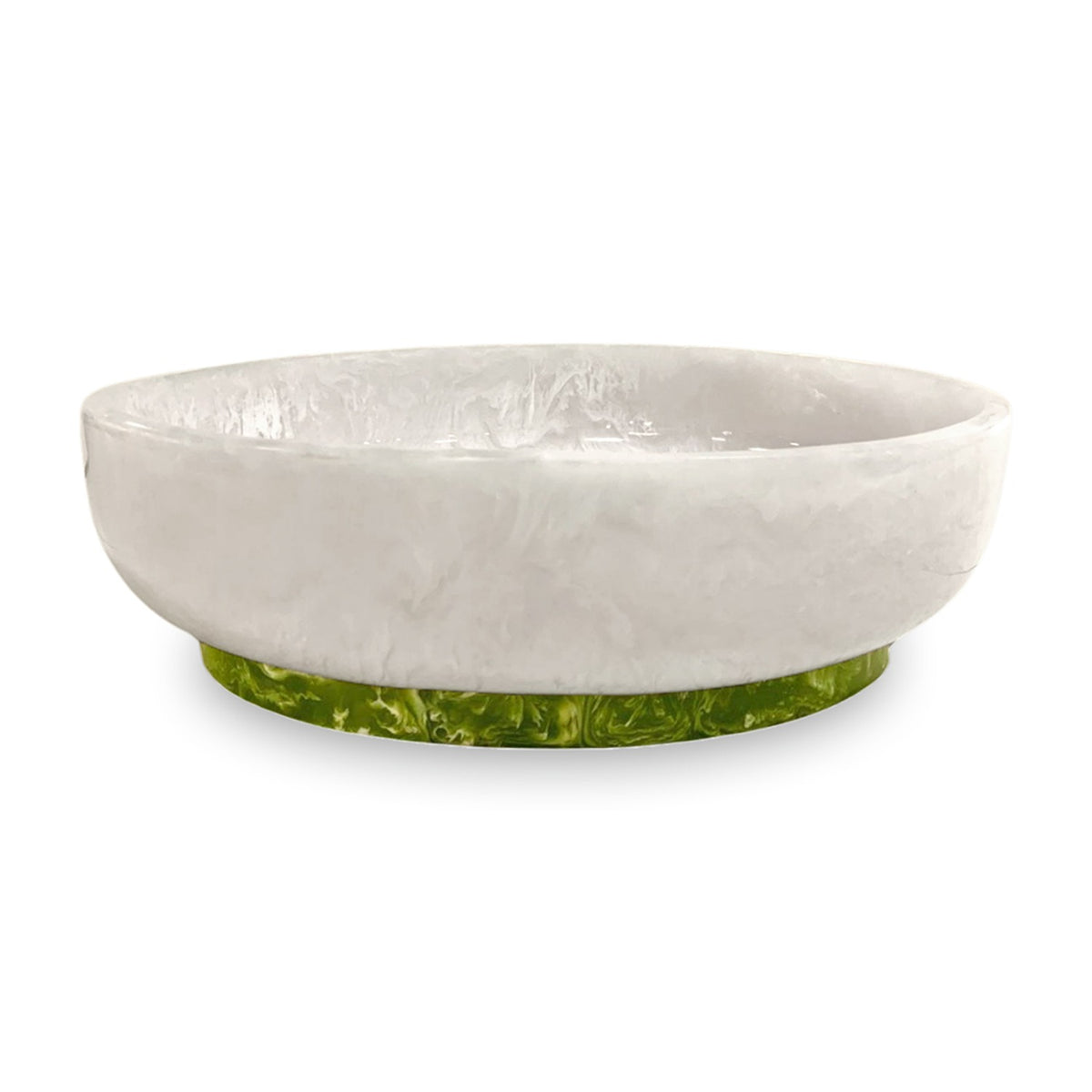 Resin Rio Large Oval Bowls with Base (White and Green) | The Pharmacy Gifts